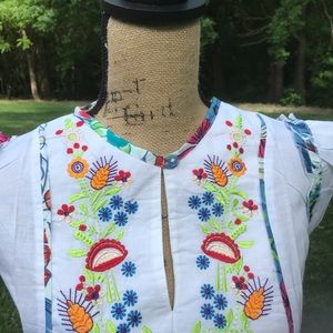 Just Funky | Tops | Just Funky White Summer Top With Ties Embroidered ...